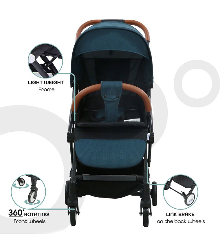 Buy Moon Babygrow Moon Ritzi Cabin Stroller Black Blue Dots In Multiple ...