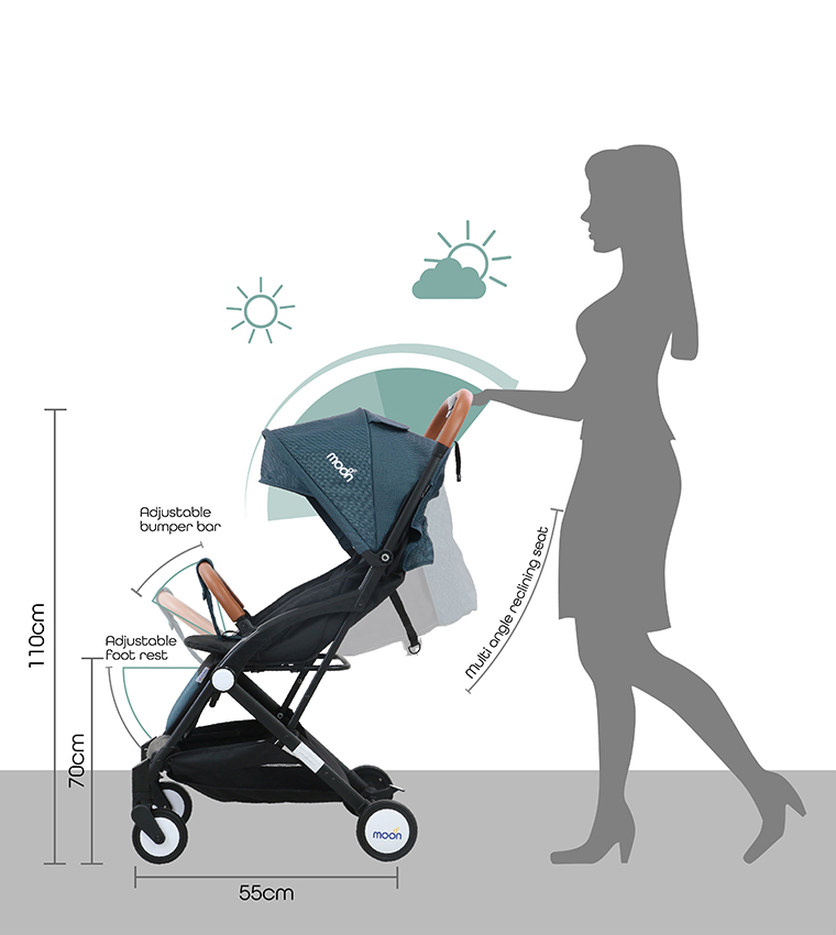 Buy Moon Babygrow Moon Ritzi Cabin Stroller Black Blue Dots In Multiple ...