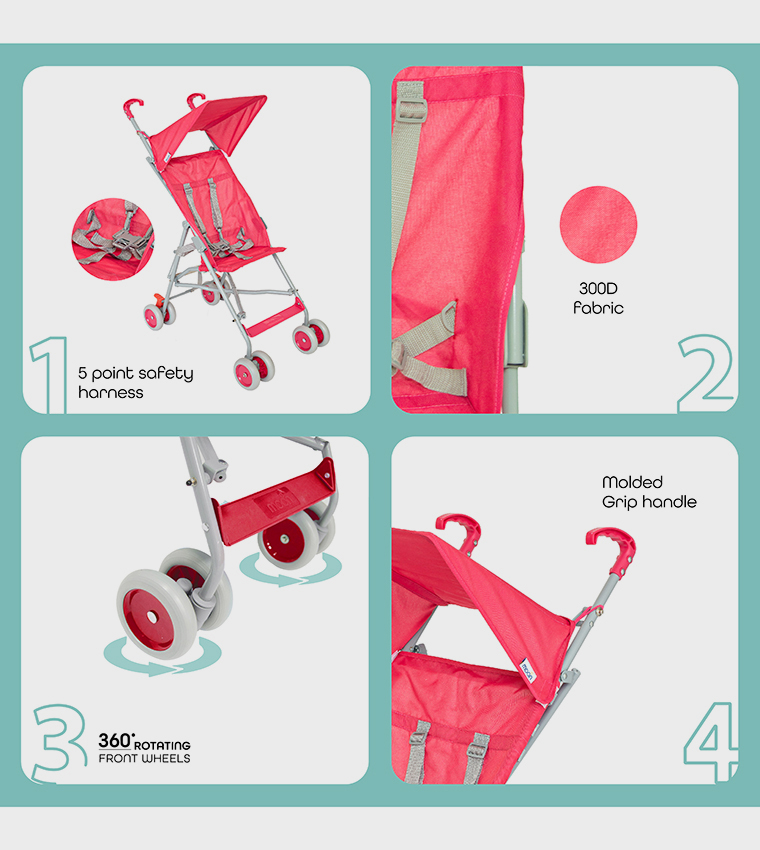Buy Moon Babygrow Jet Ultra Light Weight Fold Buggy Stroller In Pink ...