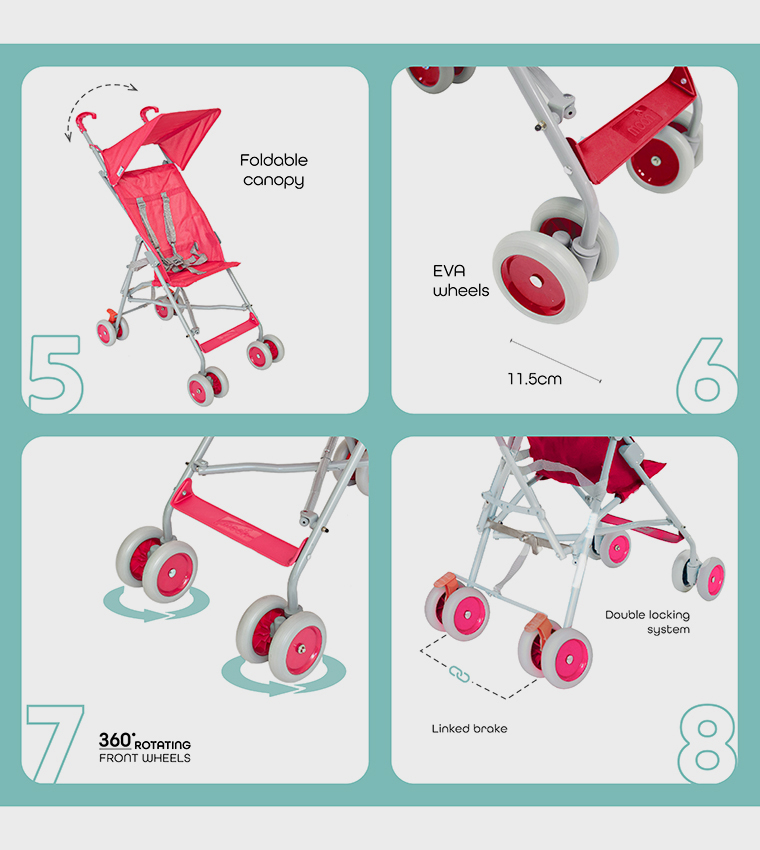 Buy Moon Babygrow Jet Ultra Light Weight Fold Buggy Stroller In Pink ...