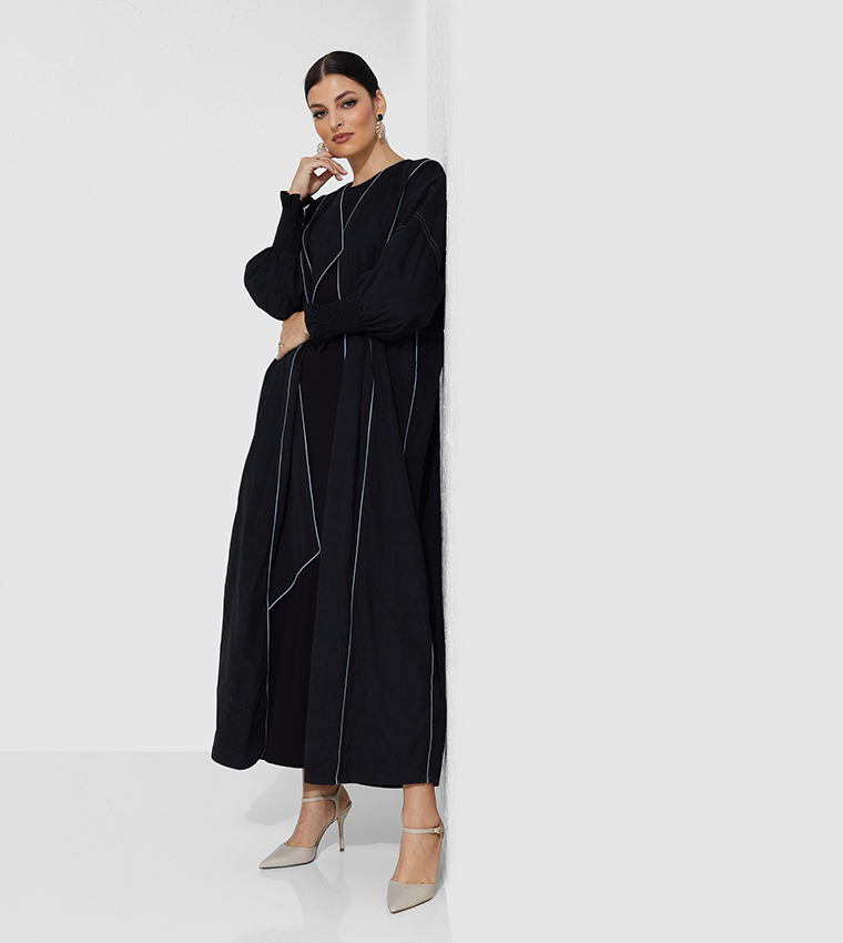 Buy Moistreet Shamua Casual Abaya In Black | 6thStreet UAE