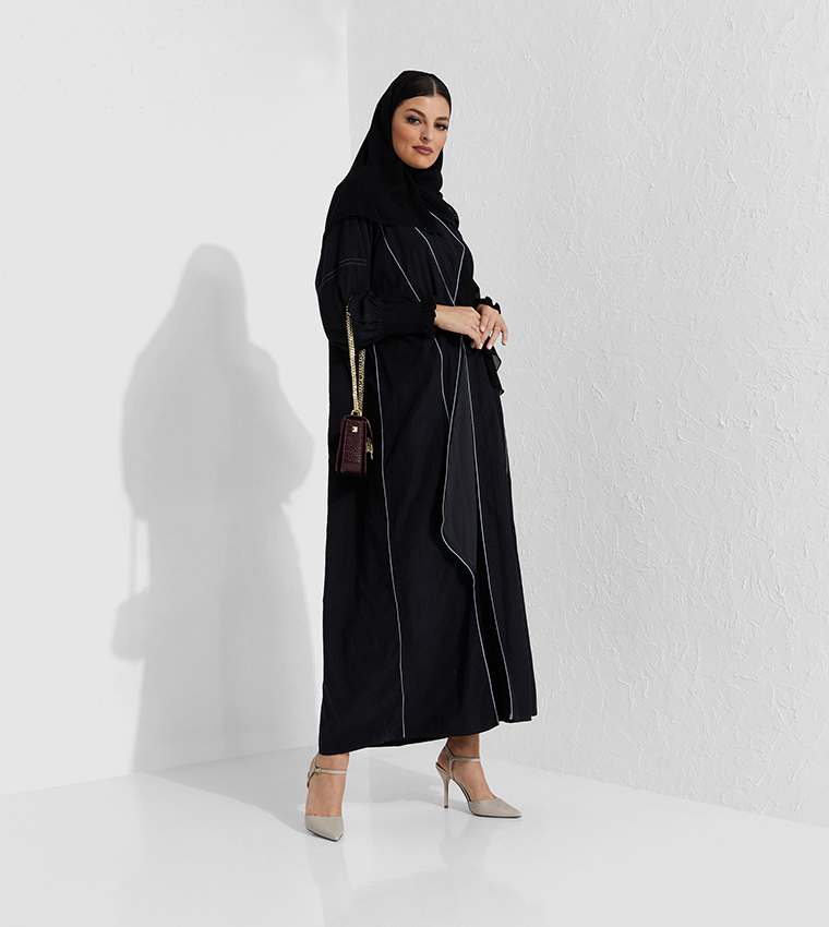 Buy Moistreet Shamua Casual Abaya In Black | 6thStreet UAE