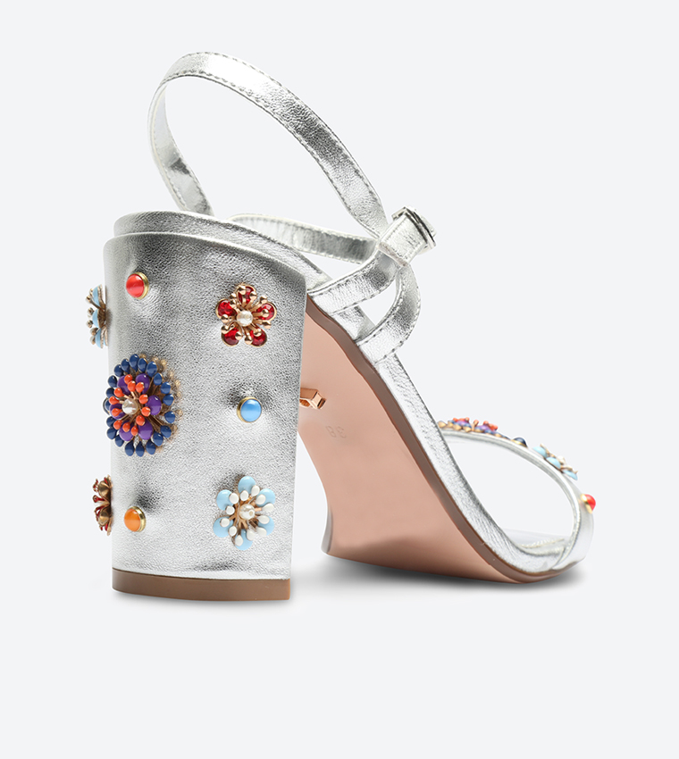 Buy Dune London Moonflower Block Sandals Silver MOONFLOWER In Silver ...