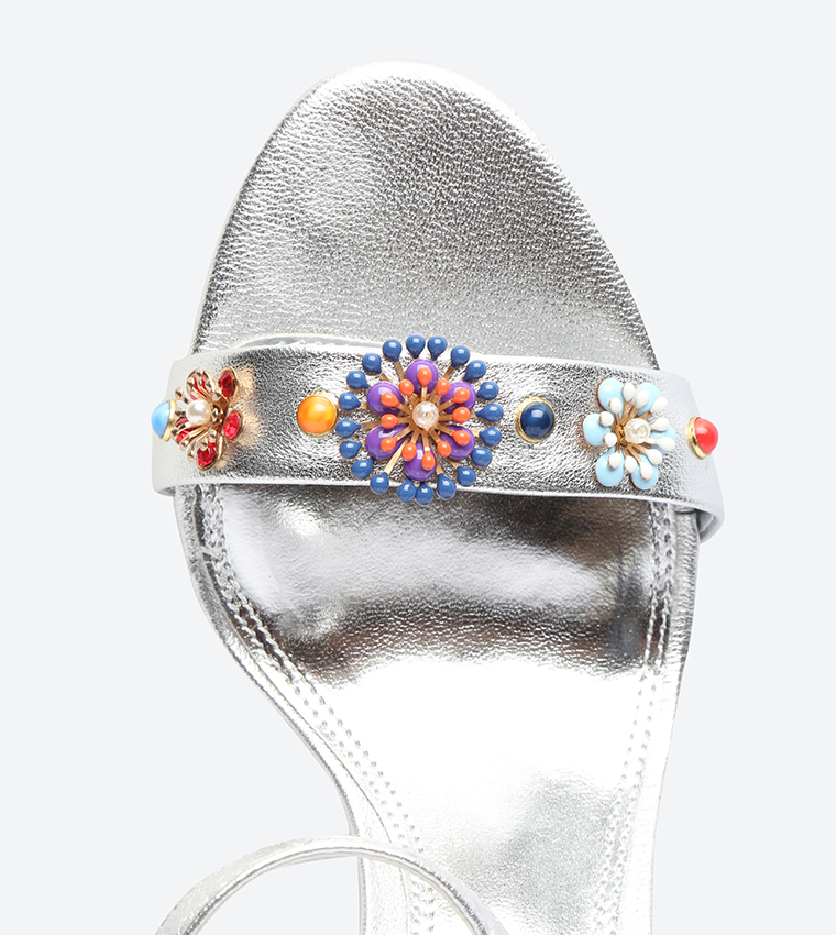 Buy Dune London Moonflower Block Sandals Silver MOONFLOWER In Silver ...