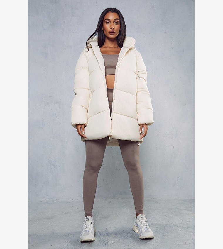 Buy MissPap Oversized Midi Puffer Jacket In White | 6thstreet UAE