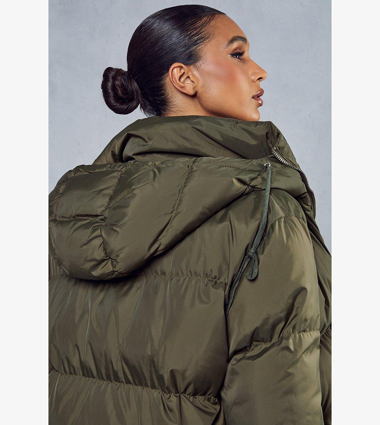 Buy MissPap Oversized Midi Puffer Jacket In Green | 6thStreet Oman