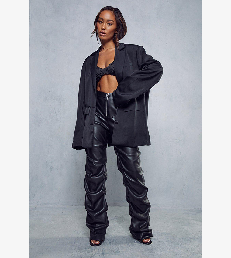 Buy MissPap Premium Satin Extreme Oversized Blazer In Black | 6thStreet UAE