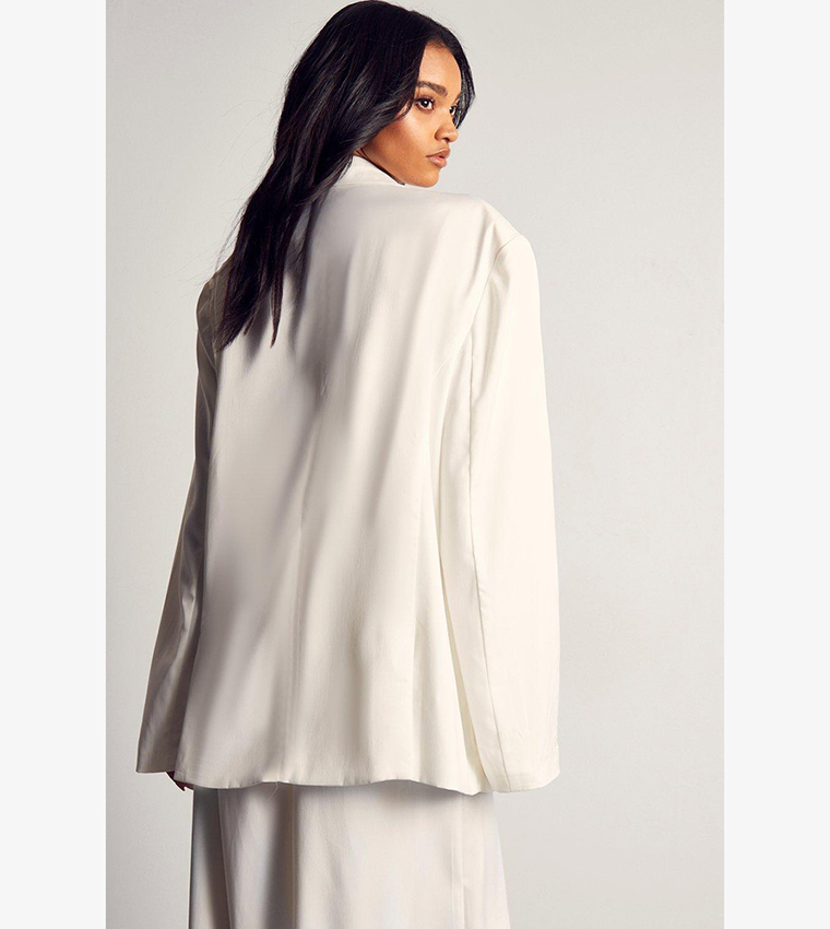 Buy MissPap Premium Satin Extreme Oversized Blazer In White | 6thStreet ...