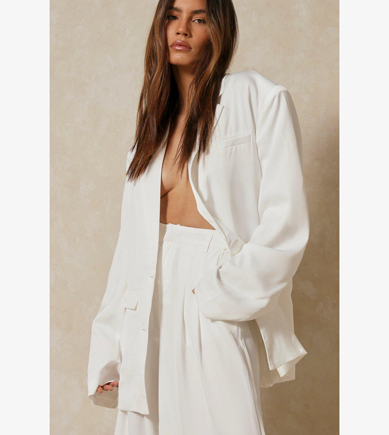 Buy MissPap Premium Satin Extreme Oversized Blazer In White | 6thStreet ...