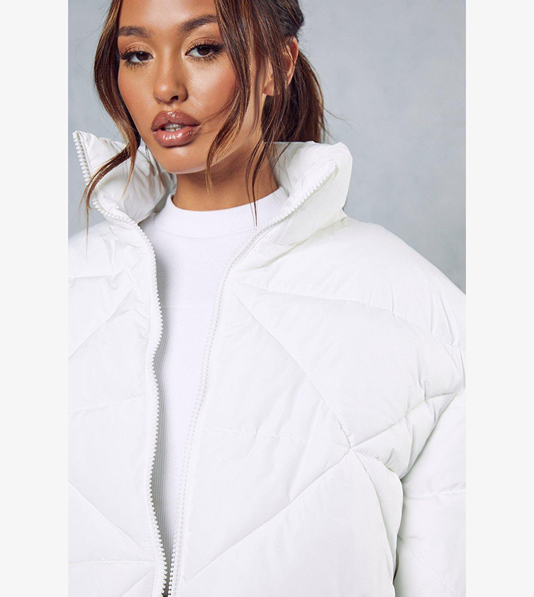 Buy MissPap Quilted Cropped Puffer Coat In White | 6thStreet Saudi Arabia
