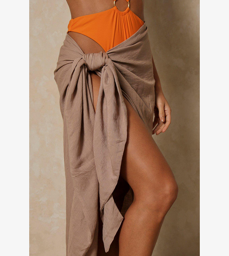 Buy MissPap Tie Side Sarong In Beige | 6thStreet Qatar