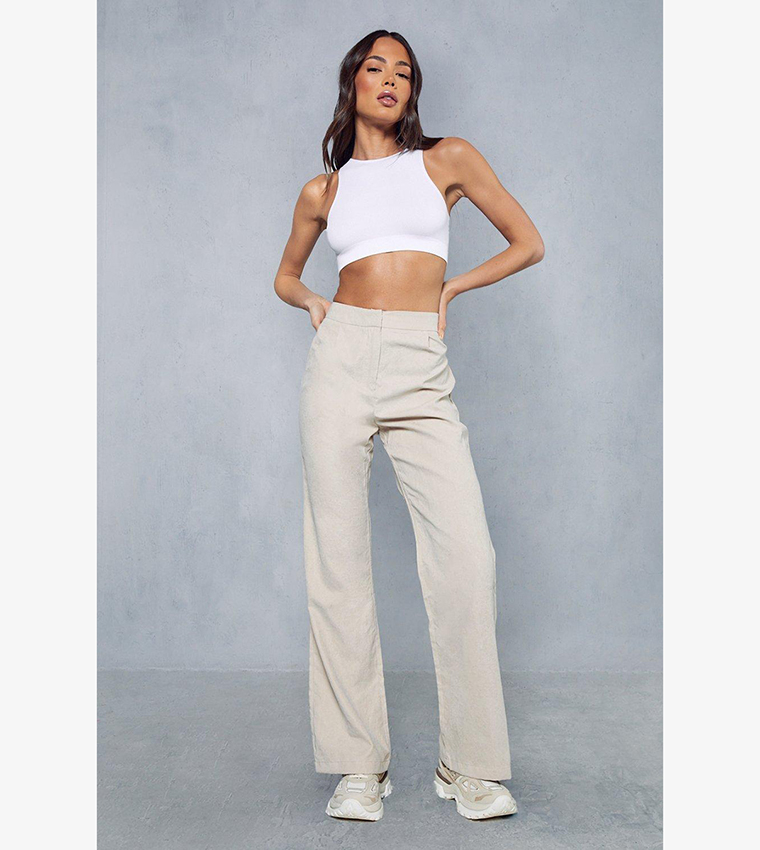 Buy MissPap Relaxed Sandblast Trousers In Beige | 6thStreet Bahrain