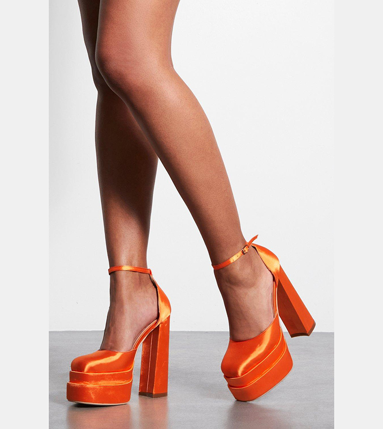 Buy MissPap Extreme Platform Chunky Pumps In Orange | 6thStreet UAE
