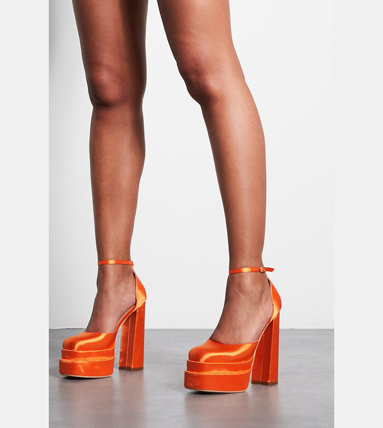 Buy MissPap Extreme Platform Chunky Pumps In Orange | 6thStreet UAE
