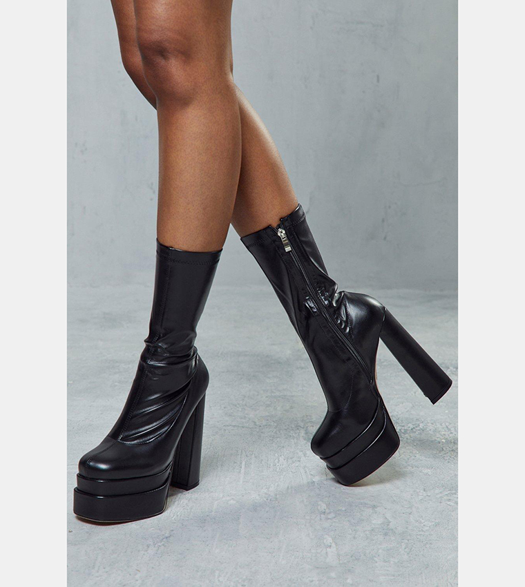 Buy MissPap Extreme Platform Ankle Boots In Black | 6thStreet Qatar