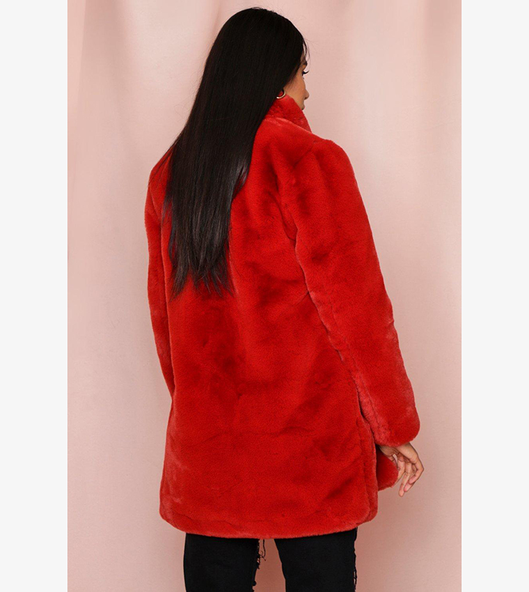 Buy MissPap Oversized Faux Fur Coat In Red | 6thStreet Saudi Arabia