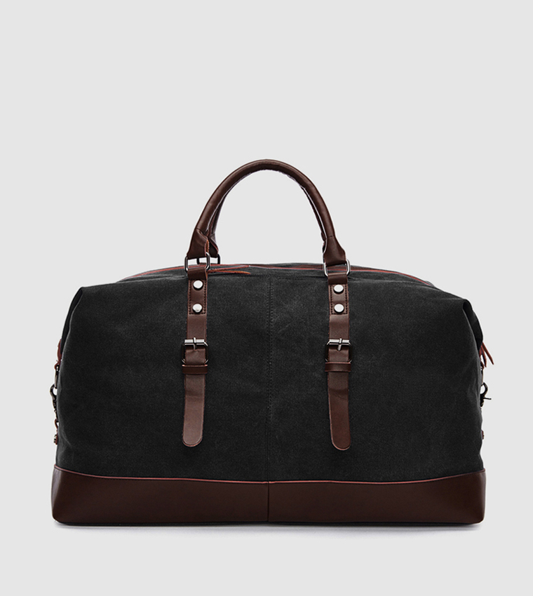 Buy Little Story Weekender Leather Duffle Bag In Black | 6thStreet UAE