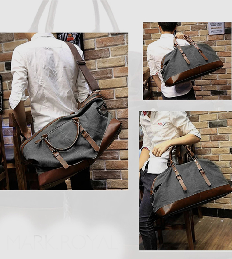 Buy Little Story Weekender Leather Duffle Bag In Black | 6thStreet UAE