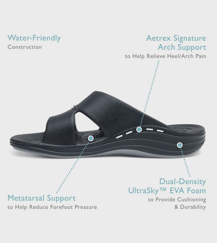 Buy Aetrex BALI Orthotic Textured Slides In Black | 6thStreet UAE