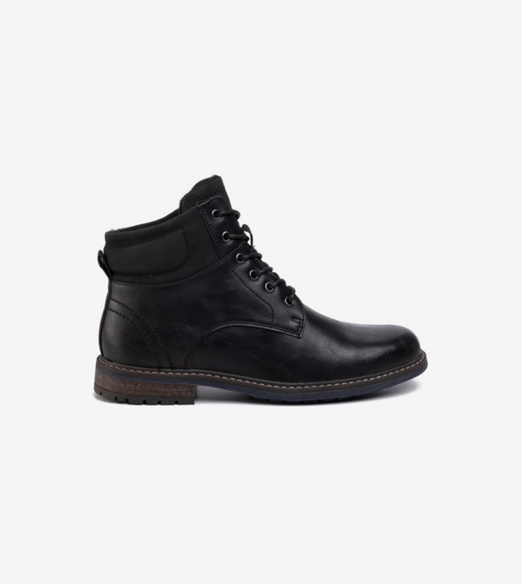 Buy Lanetti @ CCC Block Heel Round Toe Boots Black In Black | 6thStreet UAE