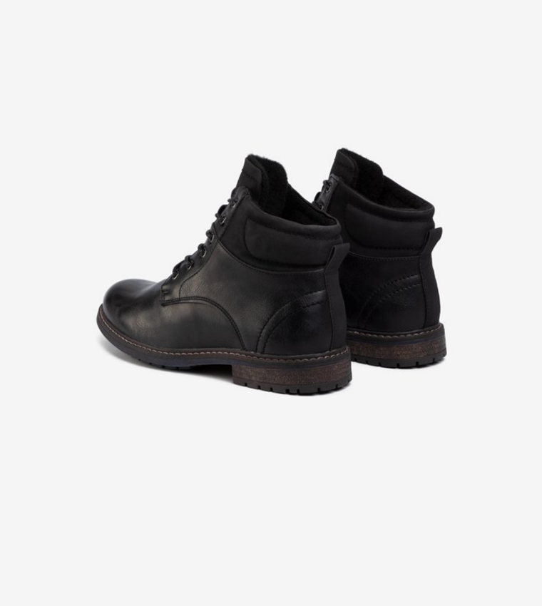 Buy Lanetti @ CCC Block Heel Round Toe Boots Black In Black | 6thStreet UAE