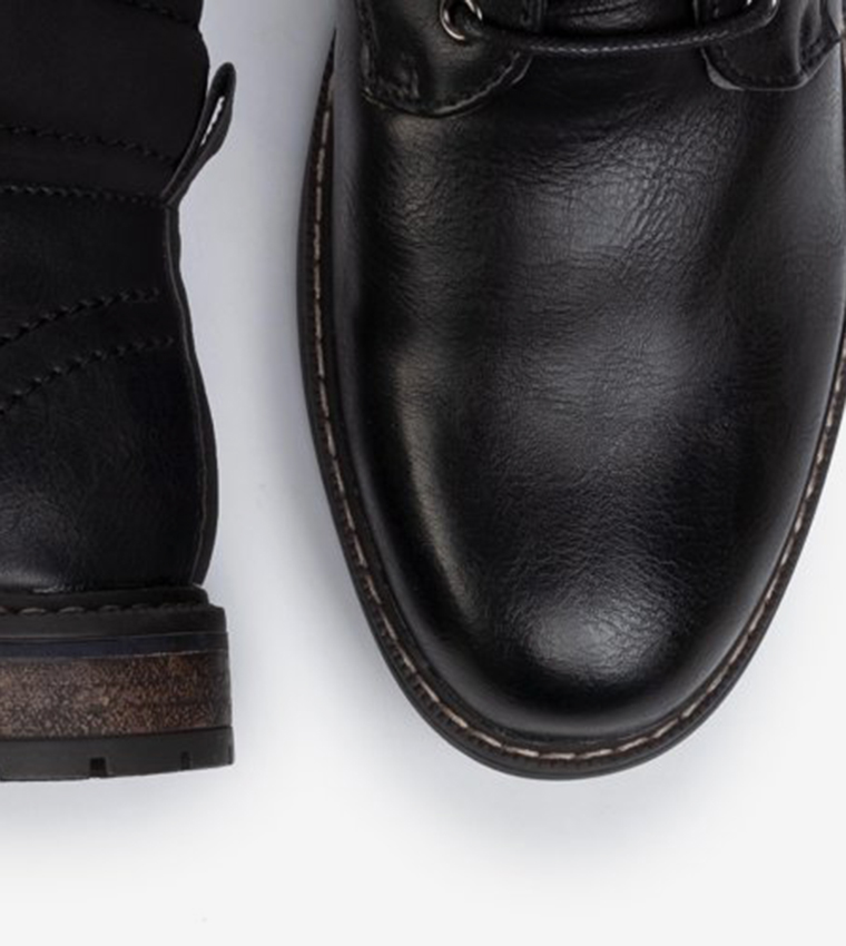 Buy Lanetti @ CCC Block Heel Round Toe Boots Black In Black | 6thStreet ...