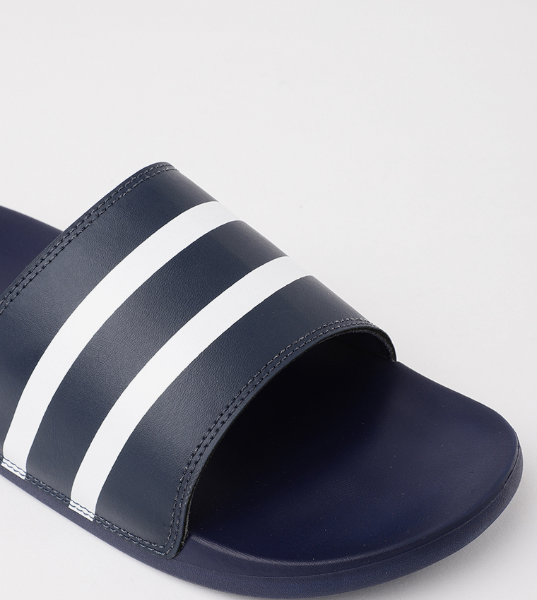 Buy HIS & HERS Print Open Toe Sliders In Blue | 6thStreet Qatar