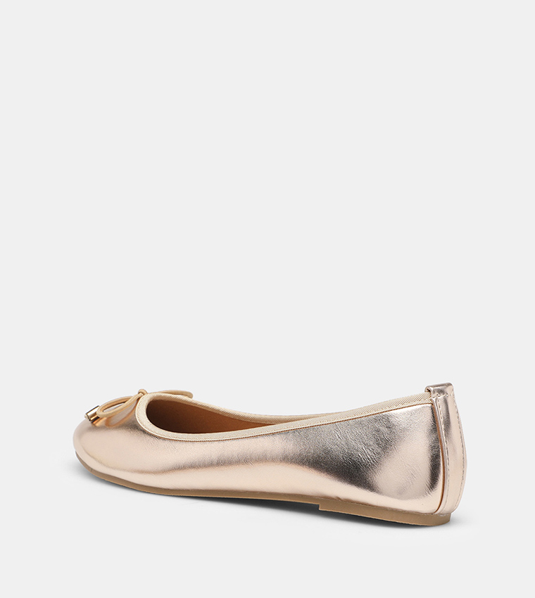 Buy HIS & HERS Solid Bow Ballarinas In Gold | 6thStreet Qatar