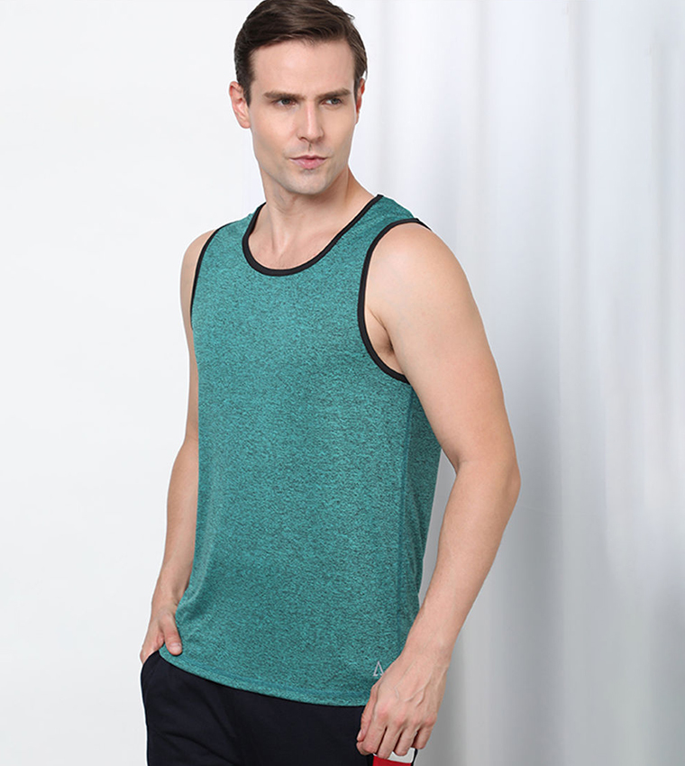 Buy HIS & HERS Regular Short Sleeve Round Neck Sando T Shirt In Green ...