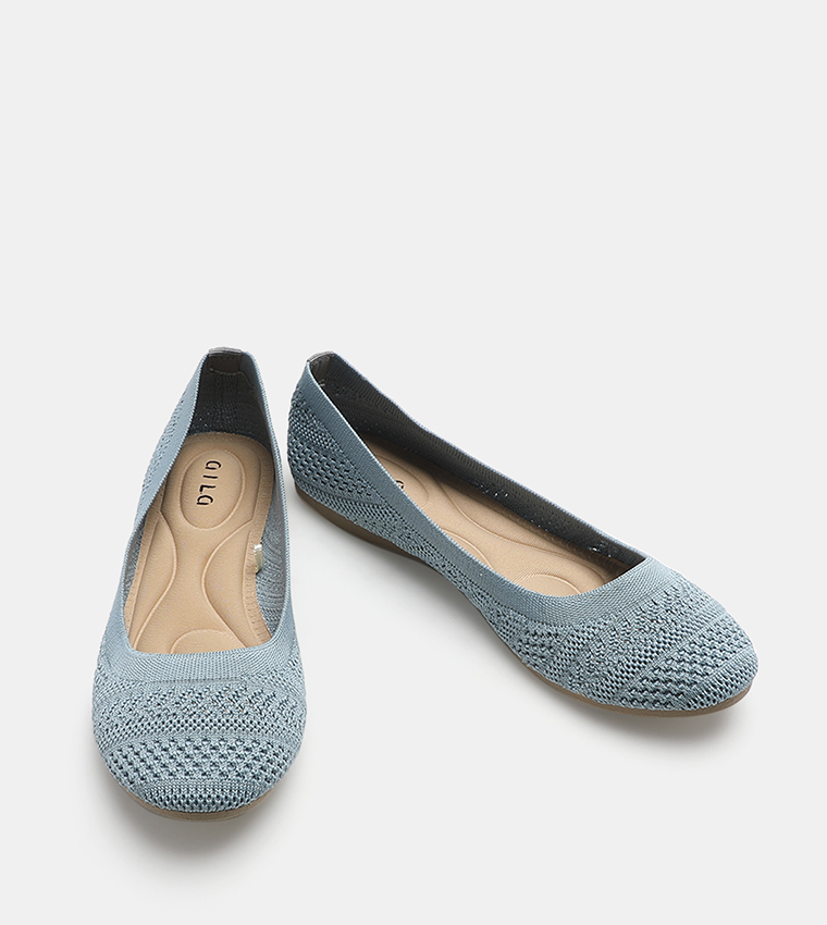 Buy HIS & HERS Textured Ballarinas In Blue | 6thStreet Qatar