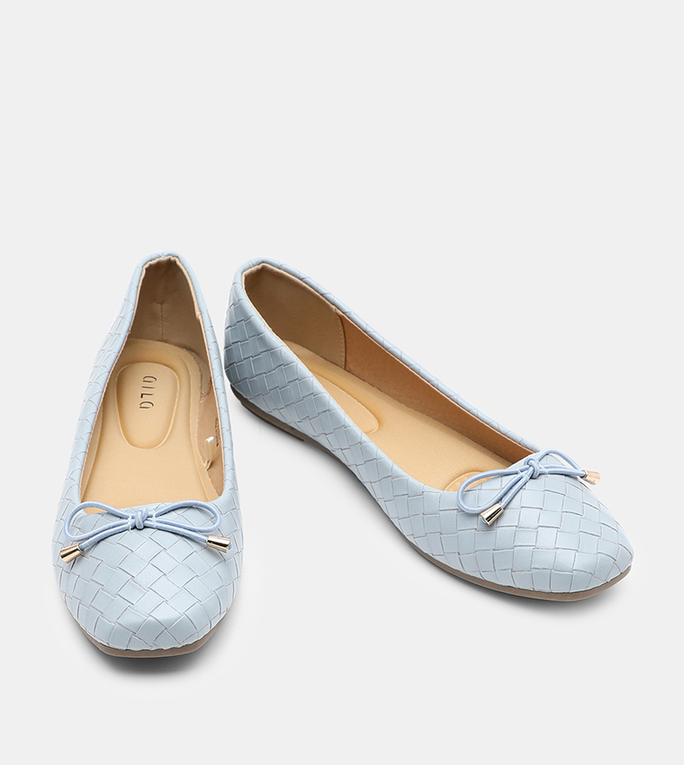 Buy HIS & HERS Textured Bow Ballarinas In Blue | 6thStreet Kuwait