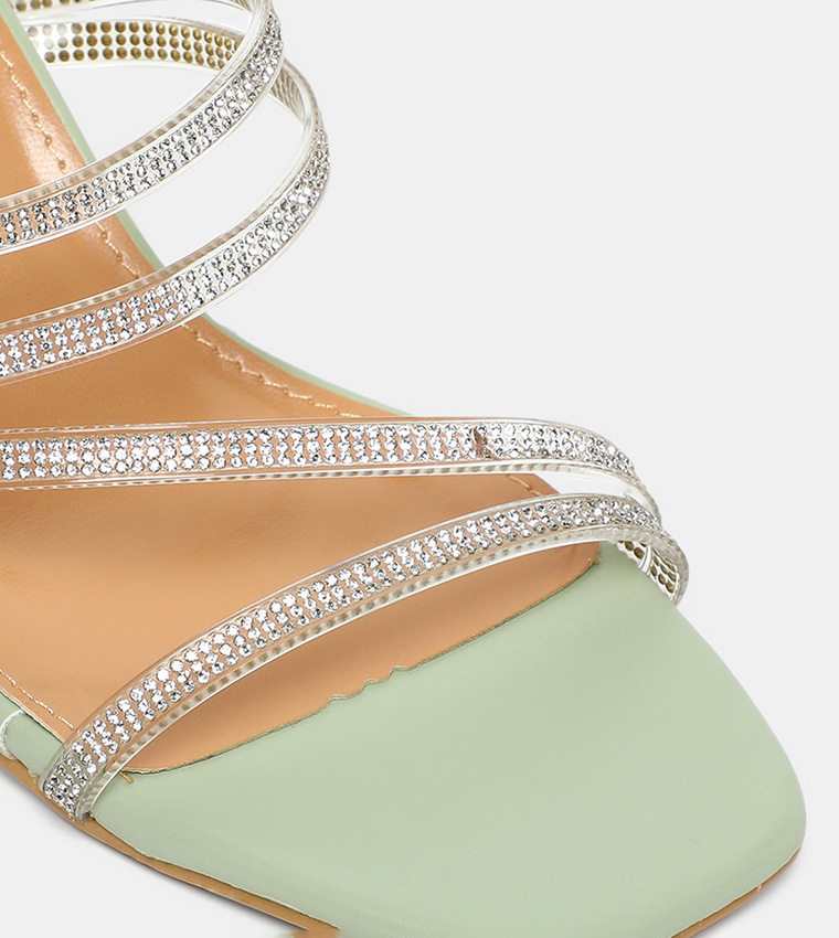 Buy HIS & HERS Embellished Spool Heels In Mint | 6thStreet Qatar