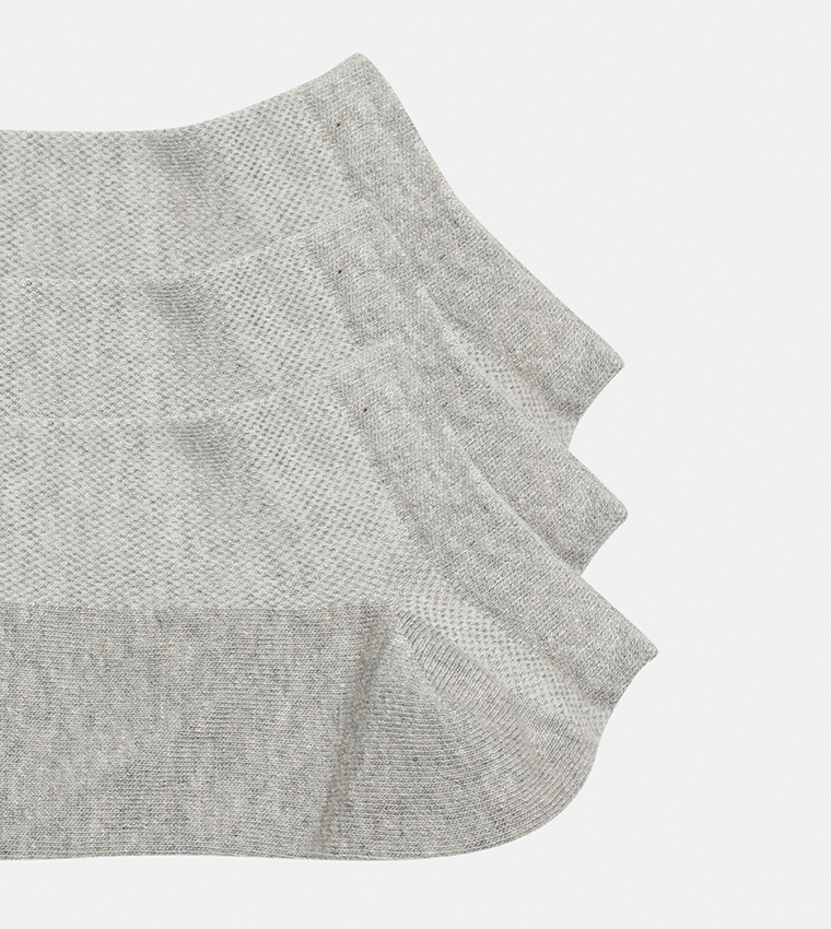 Buy HIS & HERS Pack Of 3 Solid Low Cut Socks In Grey | 6thStreet UAE