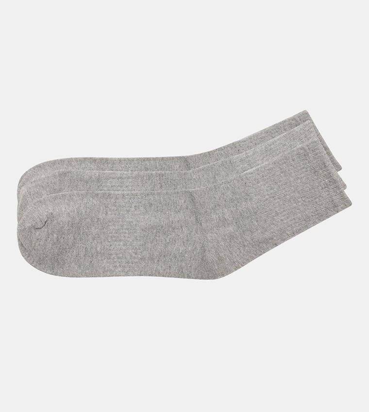 Buy HIS & HERS Pack Of 3 Casual Socks In Grey | 6thStreet UAE