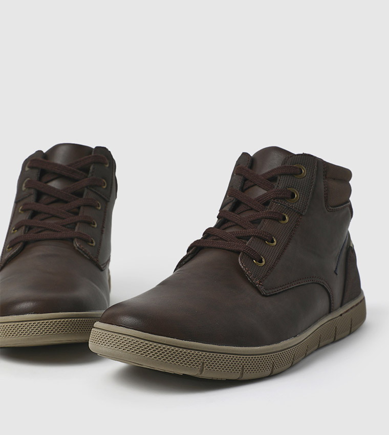Buy QUWA Lace Up Ankle Length Boots In Brown | 6thStreet UAE