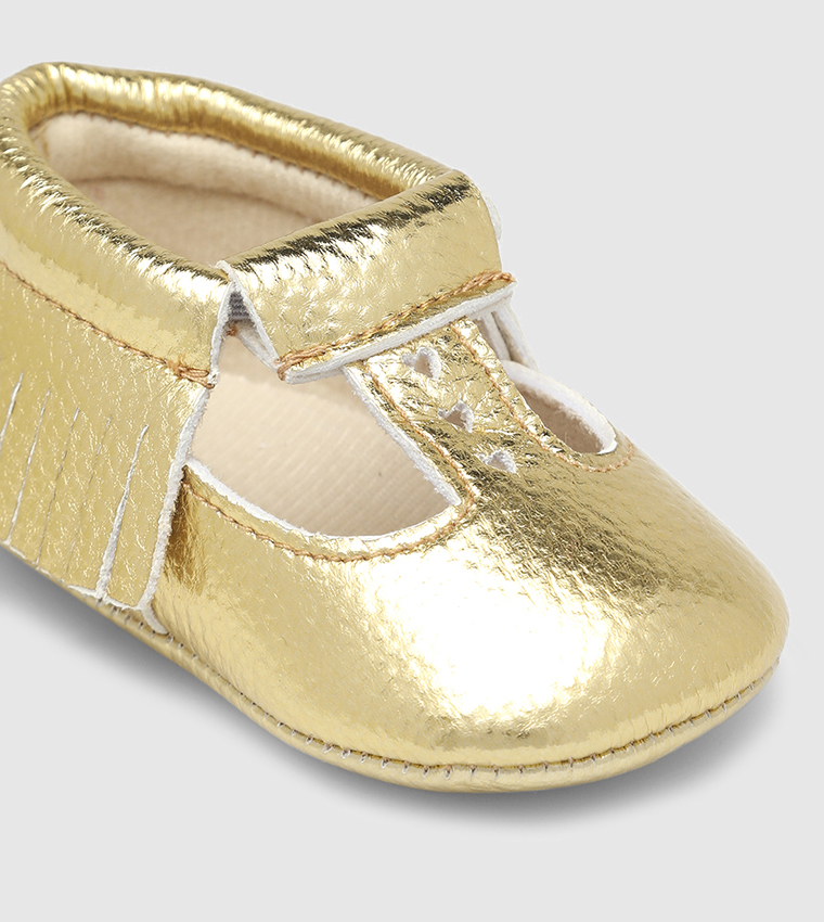 Buy HIS & HERS Round Toe Casual Booties In Gold | 6thStreet Qatar