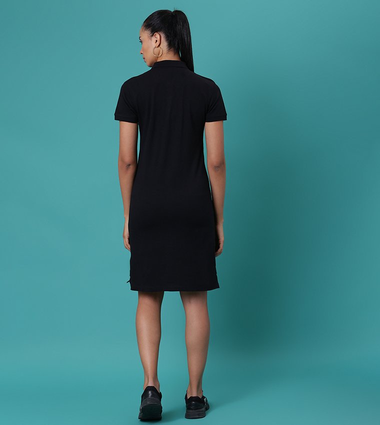 Buy HIS & HERS Solid Casual Polo Neck Dress In Black | 6thStreet UAE