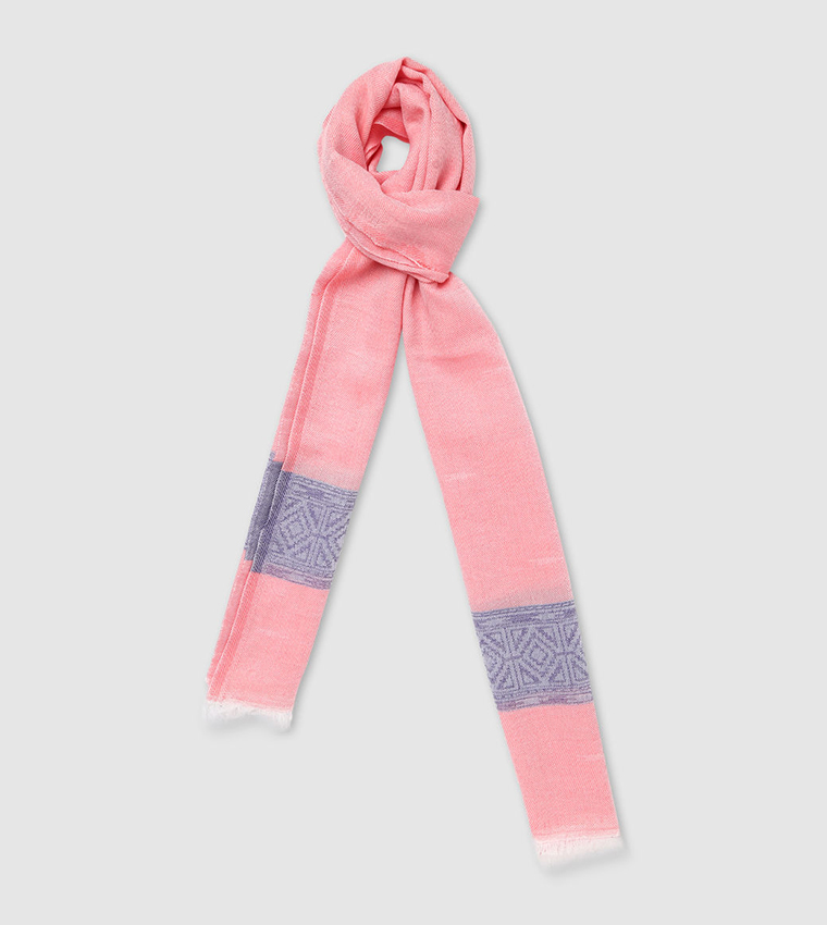 Buy HIS & HERS Color Block Woven Scarf In Pink | 6thStreet Qatar