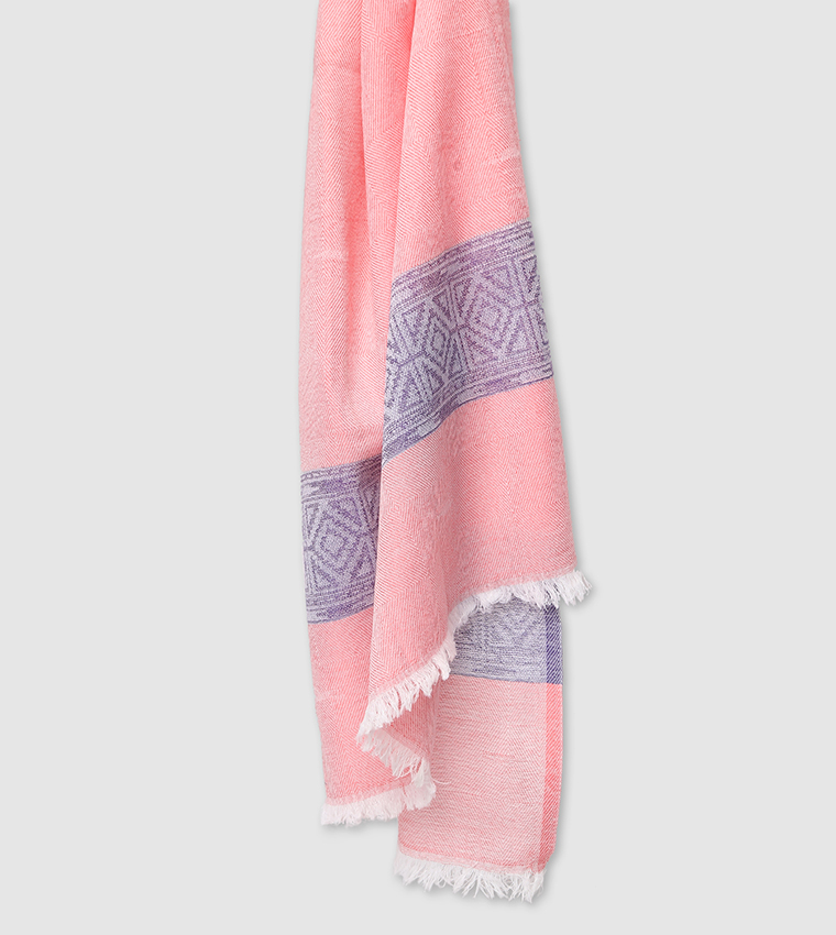 Buy HIS & HERS Color Block Woven Scarf In Pink | 6thStreet Qatar