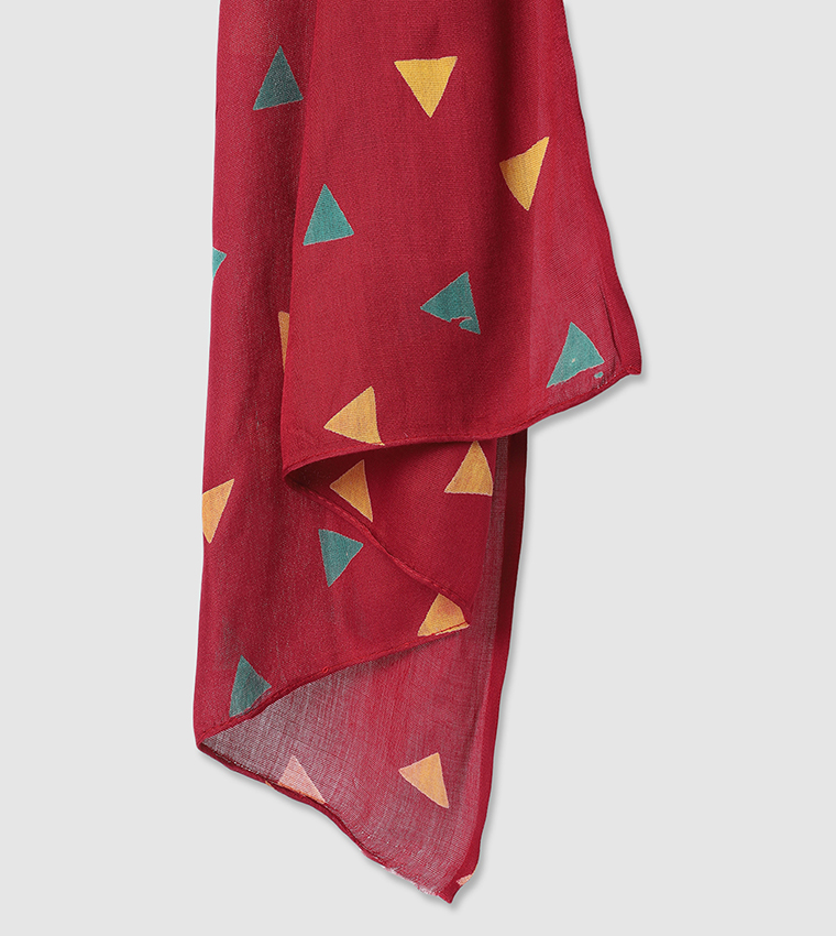 Buy HIS & HERS Printed Woven Scarf In Red | 6thStreet Qatar