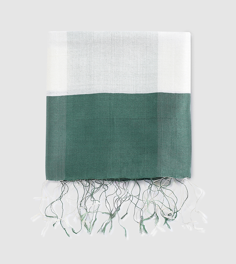 Buy HIS & HERS Color Block Woven Scarf In Green | 6thStreet Bahrain