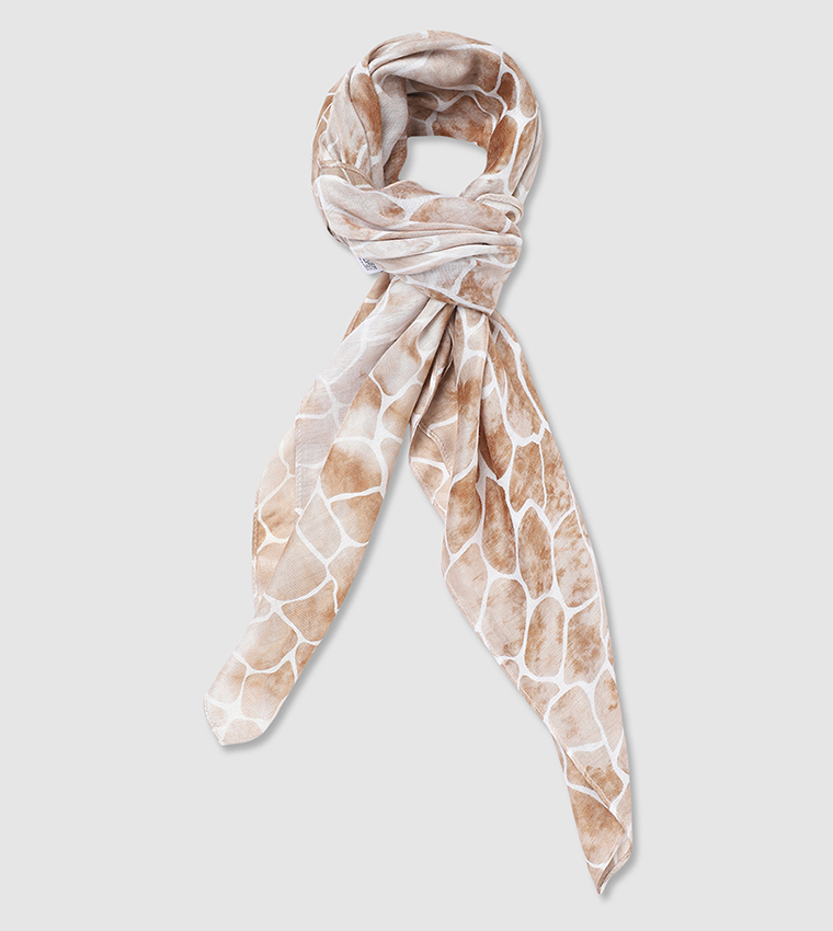 Buy HIS & HERS Printed Woven Scarf In Beige | 6thStreet Bahrain