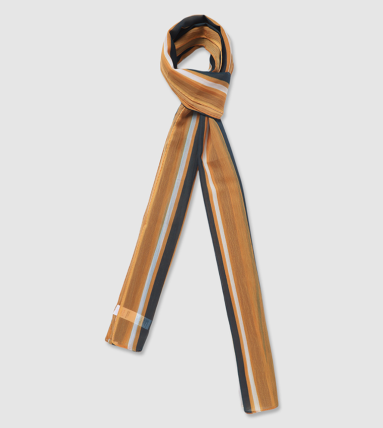 Buy HIS & HERS Striped Woven Scarf In Brown | 6thStreet Qatar