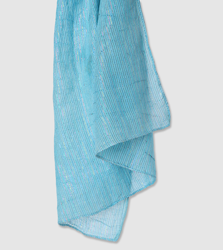 Buy HIS & HERS Solid Woven Scarf In Blue | 6thStreet Bahrain