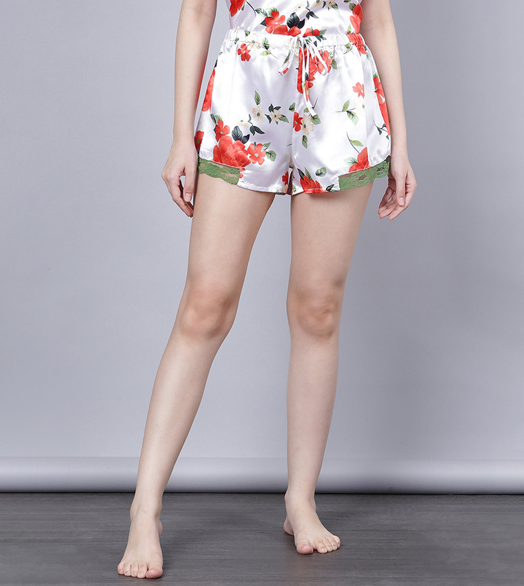 Buy HIS & HERS Printed Cami Shorts Set In White | 6thStreet Qatar