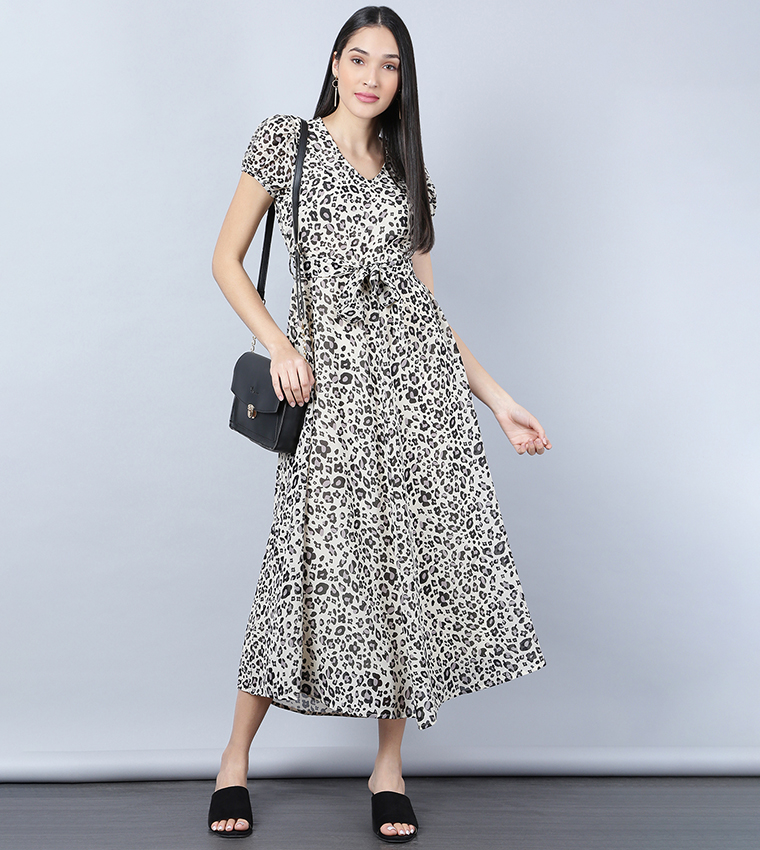 Buy His And Hers Printed Fit And Flared Maxi Dress In Multiple Colors
