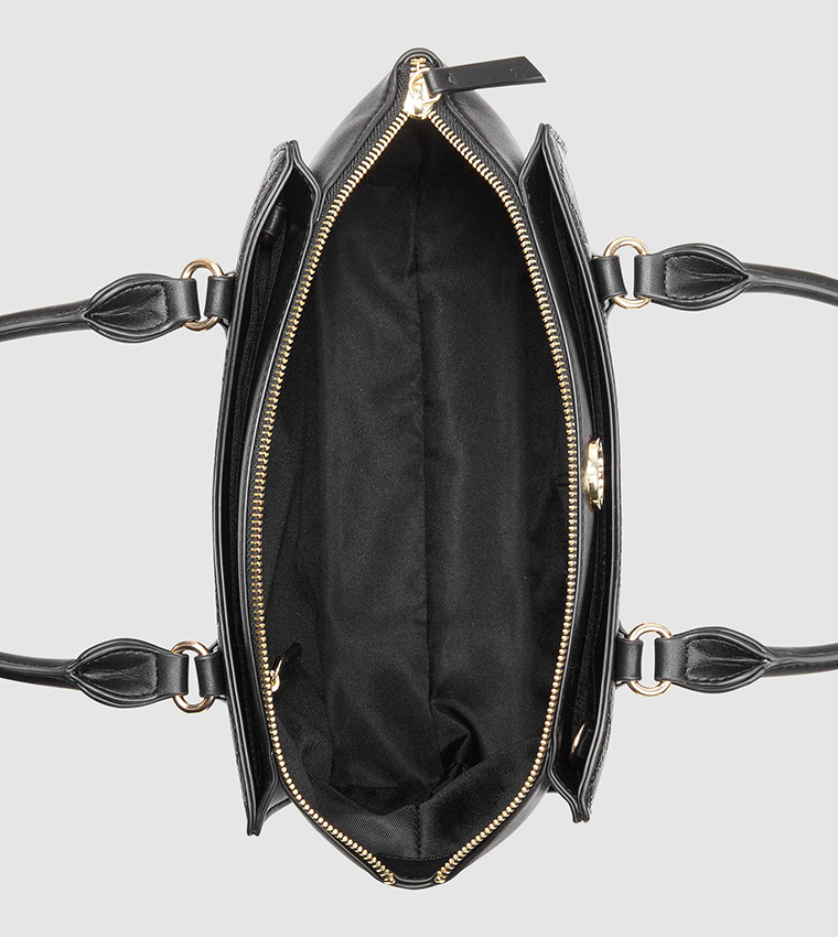 Buy Nine West KYELLE JET SET Embossed Satchel Bag In Black | 6thStreet UAE