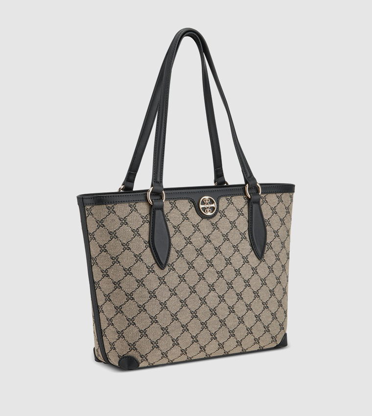 Buy Nine West KYELLE Monogram Patterned Tote Bag In Black | 6thStreet UAE