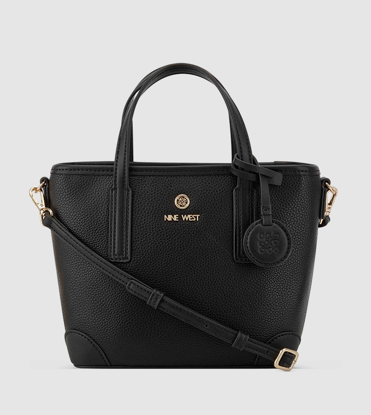 Buy Nine West DELAINE Textured Logo Detail Tote Bag In Black ...