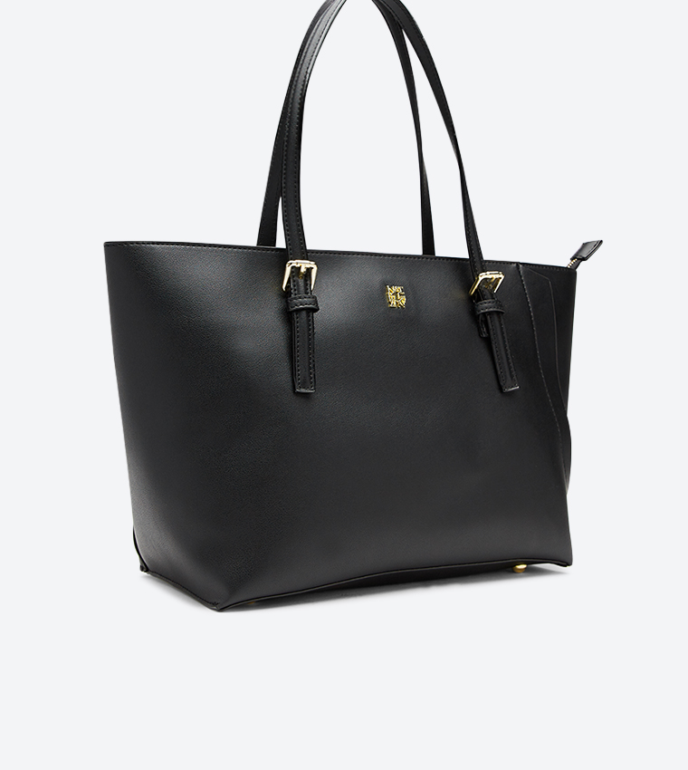 Buy Naturalizer Zip Up Closure Double Grab Handle Tote Bag Black In ...